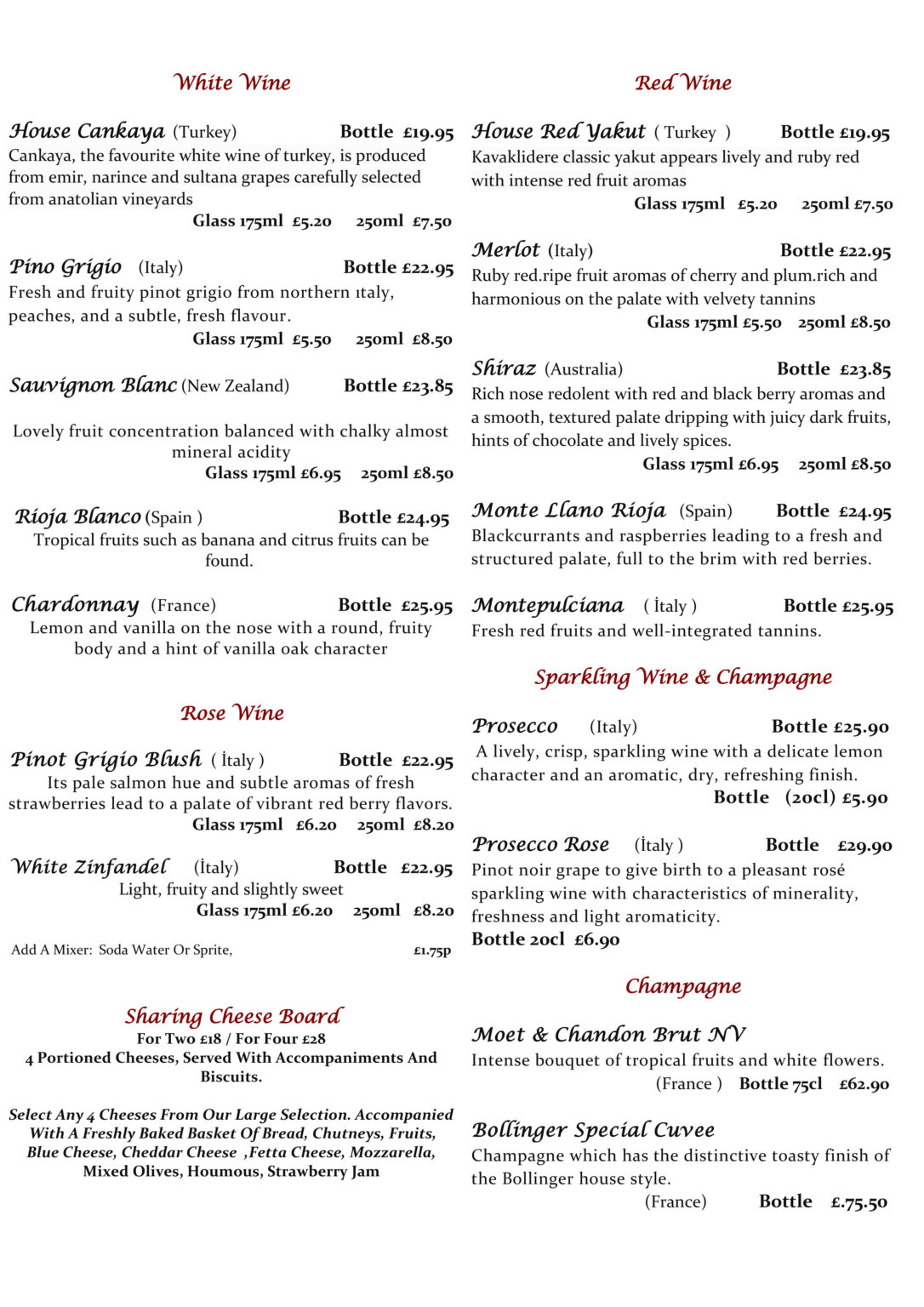 Our Menu – Ronav Cafe & Bistro Apsley